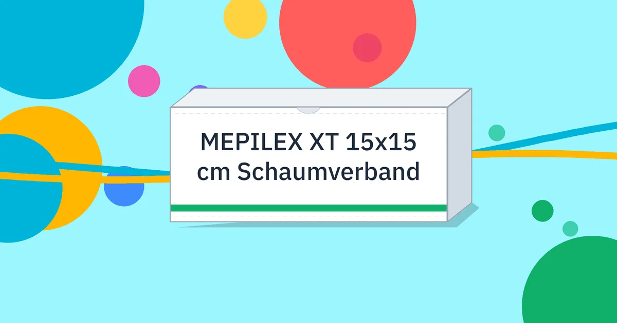 Symbolbild: Packung mit der Aufschrift MEPILEX XT 15x15 cm Schaumverband (PZN 19962204) – Verfügbarkeit und Bezug in Apotheken in Frankfurt am Main