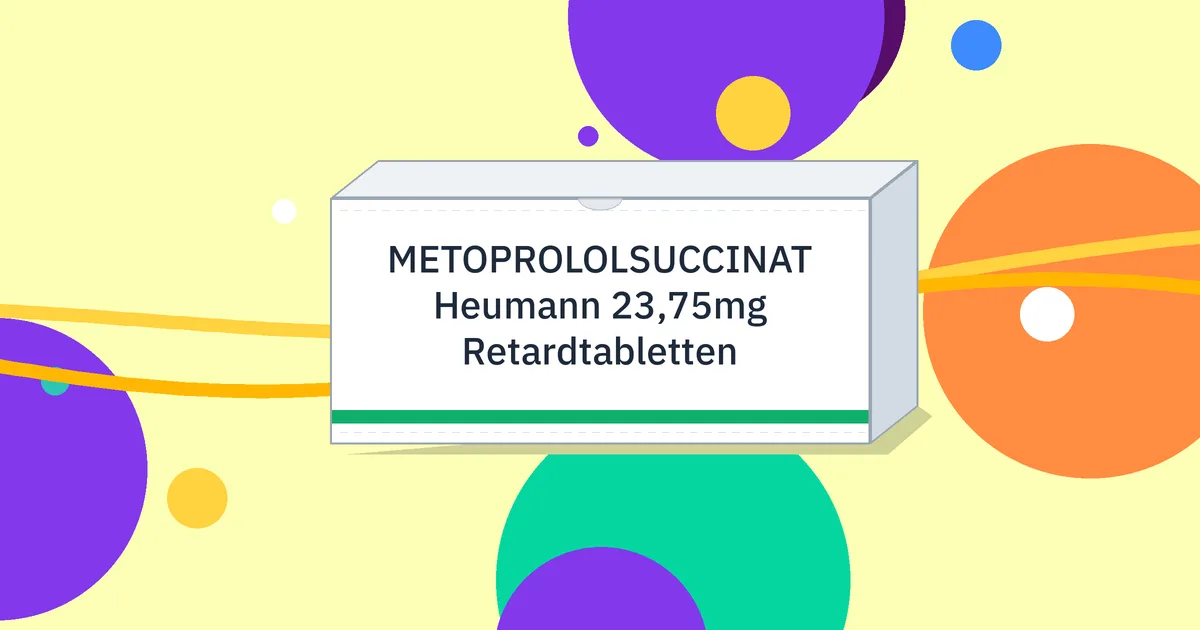 Symbolbild: Packung mit der Aufschrift METOPROLOLSUCCINAT Heumann 23,75mg Retardtabletten (PZN 00217001) – Verfügbarkeit und Bezug in Apotheken in Frankfurt am Main