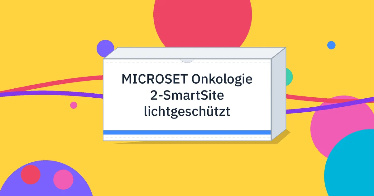Symbolbild: Packung mit der Aufschrift MICROSET Onkologie 2-SmartSite lichtgeschützt (PZN 14376536) – Verfügbarkeit und Bezug in Apotheken in Frankfurt am Main