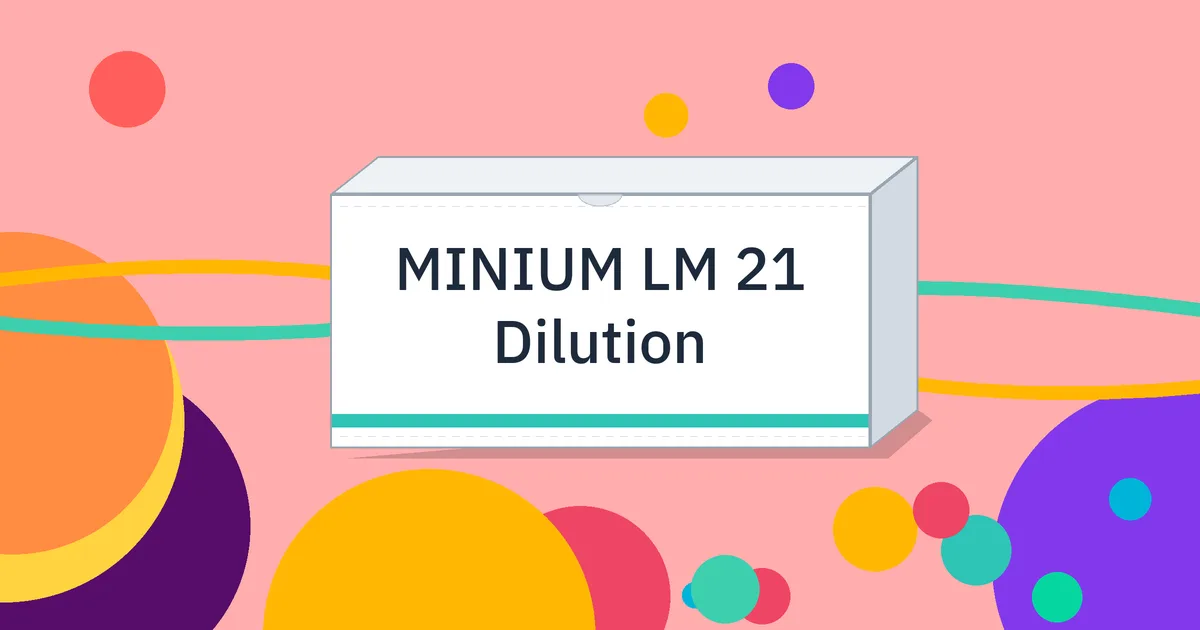 Symbolbild: Packung mit der Aufschrift MINIUM LM 21 Dilution (PZN 13608950) – Verfügbarkeit und Bezug in Apotheken in Frankfurt am Main