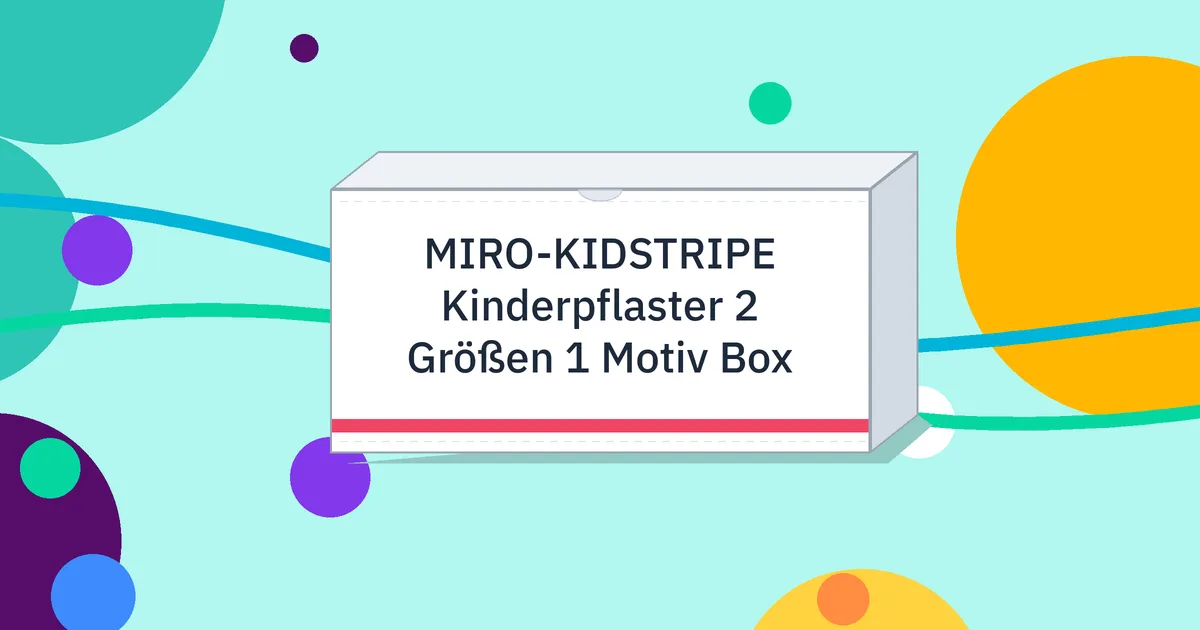 Symbolbild: Packung mit der Aufschrift MIRO-KIDSTRIPE Kinderpflaster 2 Größen 1 Motiv Box (PZN 03678079) – Verfügbarkeit und Bezug in Apotheken in Frankfurt am Main