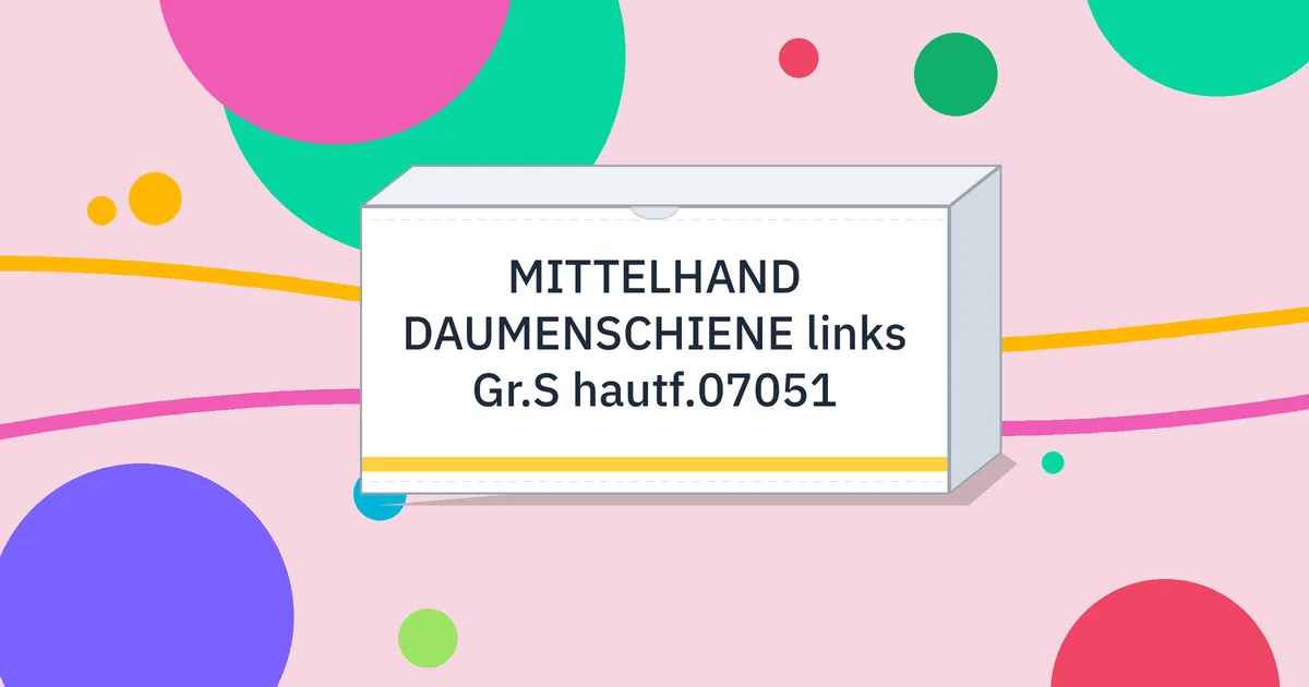 Symbolbild: Packung mit der Aufschrift MITTELHAND DAUMENSCHIENE links Gr.S hautf.07051 (PZN 15323016) – Verfügbarkeit und Bezug in Apotheken in Frankfurt am Main