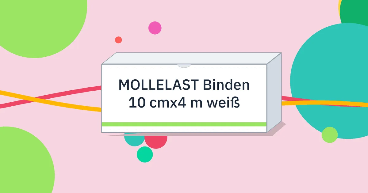 Symbolbild: Packung mit der Aufschrift MOLLELAST Binden 10 cmx4 m weiß (PZN 19702727) – Verfügbarkeit und Bezug in Apotheken in Frankfurt am Main