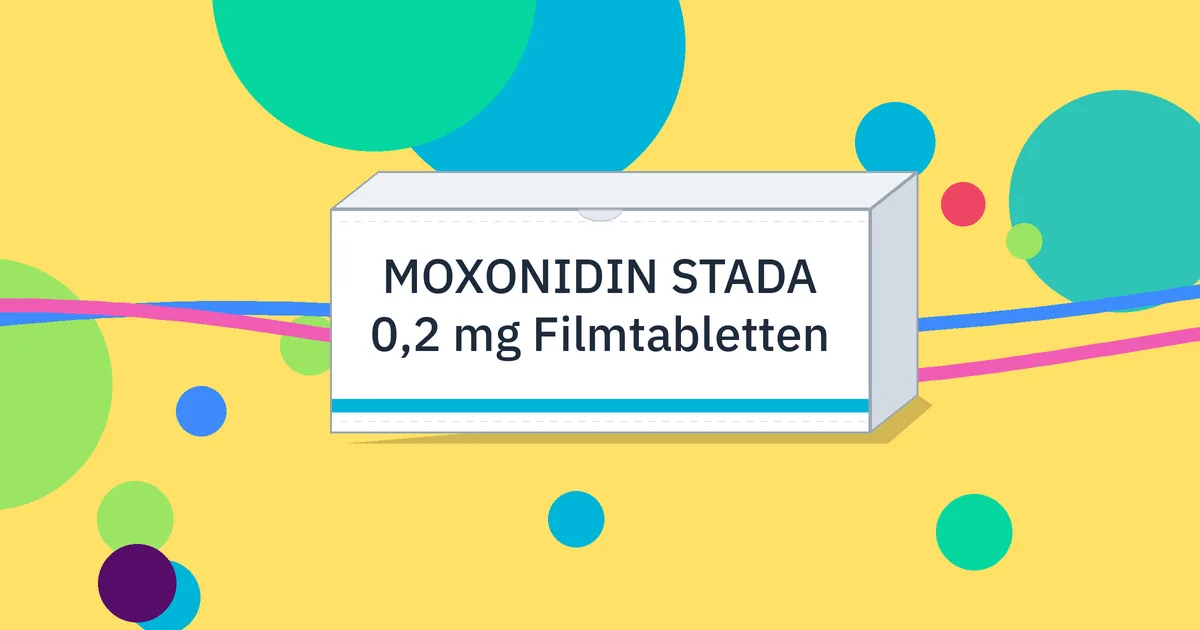 Symbolbild: Packung mit der Aufschrift MOXONIDIN STADA 0,2 mg Filmtabletten (PZN 02188485) – Verfügbarkeit und Bezug in Apotheken in Frankfurt am Main