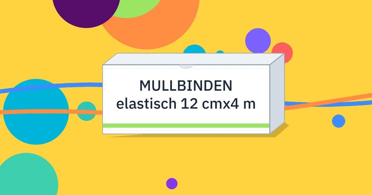 Symbolbild: Packung mit der Aufschrift MULLBINDEN elastisch 12 cmx4 m (PZN 01652526) – Verfügbarkeit und Bezug in Apotheken in Frankfurt am Main