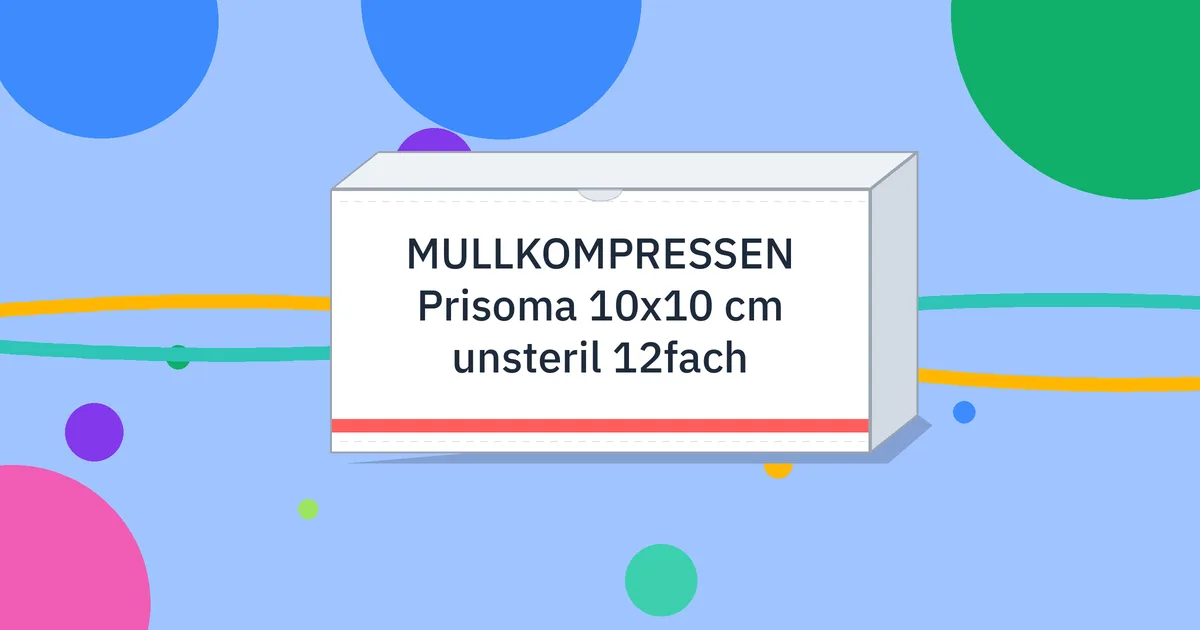 Symbolbild: Packung mit der Aufschrift MULLKOMPRESSEN Prisoma 10x10 cm unsteril 12fach (PZN 18752433) – Verfügbarkeit und Bezug in Apotheken in Frankfurt am Main