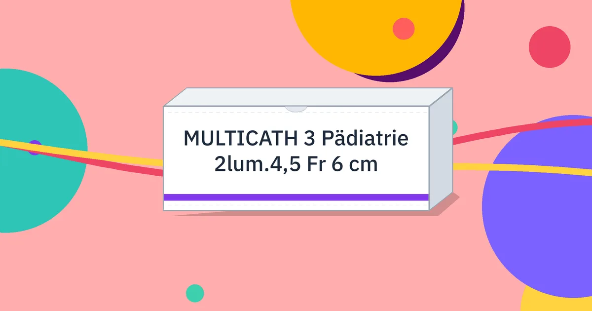 Symbolbild: Packung mit der Aufschrift MULTICATH 3 Pädiatrie 2lum.4,5 Fr 6 cm (PZN 09398027) – Verfügbarkeit und Bezug in Apotheken in Frankfurt am Main