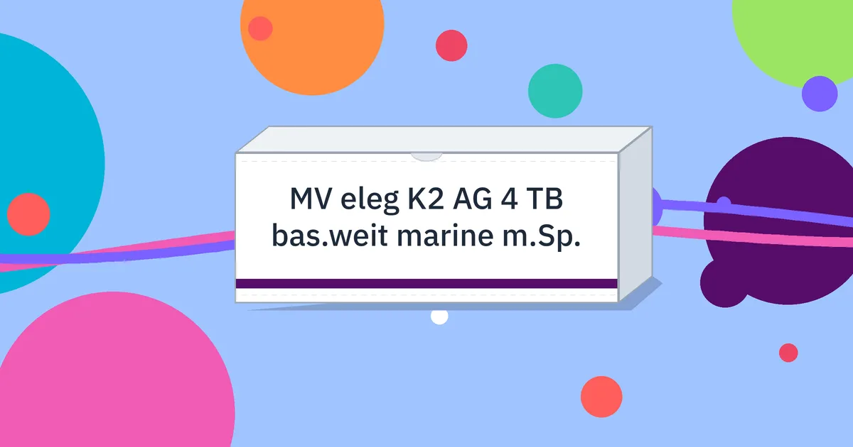 Symbolbild: Packung mit der Aufschrift MV eleg K2 AG 4 TB bas.weit marine m.Sp. (PZN 14613108) – Verfügbarkeit und Bezug in Apotheken in Frankfurt am Main