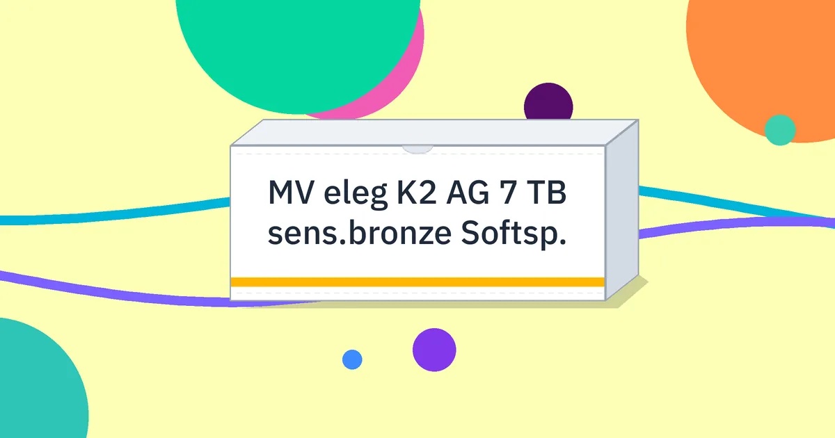 Symbolbild: Packung mit der Aufschrift MV eleg K2 AG 7 TB sens.bronze Softsp. (PZN 14718988) – Verfügbarkeit und Bezug in Apotheken in Frankfurt am Main