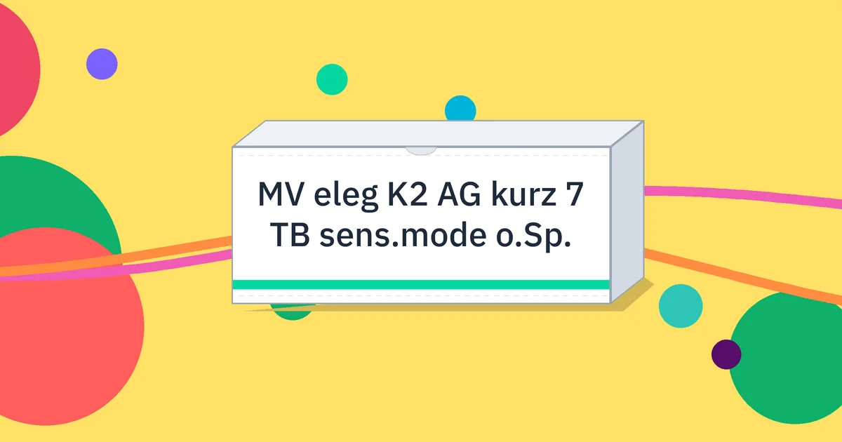 Symbolbild: Packung mit der Aufschrift MV eleg K2 AG kurz 7 TB sens.mode o.Sp. (PZN 09863234) – Verfügbarkeit und Bezug in Apotheken in Frankfurt am Main