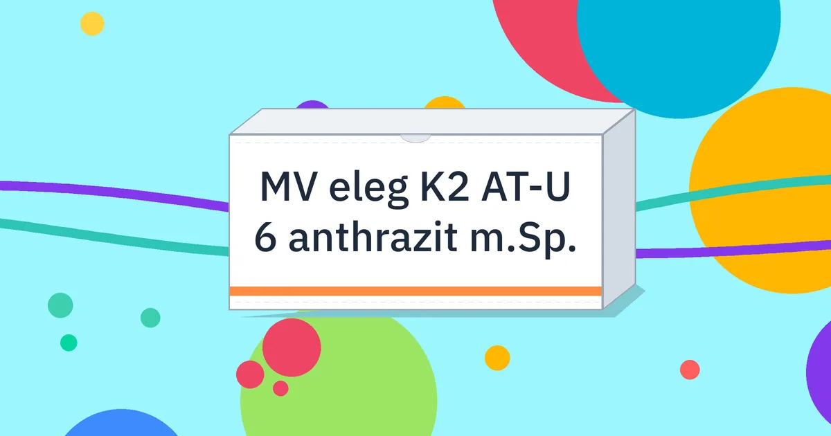 Symbolbild: Packung mit der Aufschrift MV eleg K2 AT-U 6 anthrazit m.Sp. (PZN 00643459) – Verfügbarkeit und Bezug in Apotheken in Frankfurt am Main