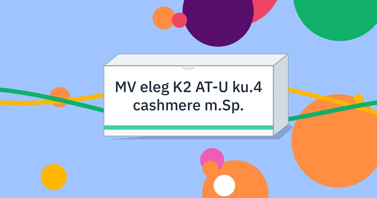 Symbolbild: Packung mit der Aufschrift MV eleg K2 AT-U ku.4 cashmere m.Sp. (PZN 15291463) – Verfügbarkeit und Bezug in Apotheken in Frankfurt am Main