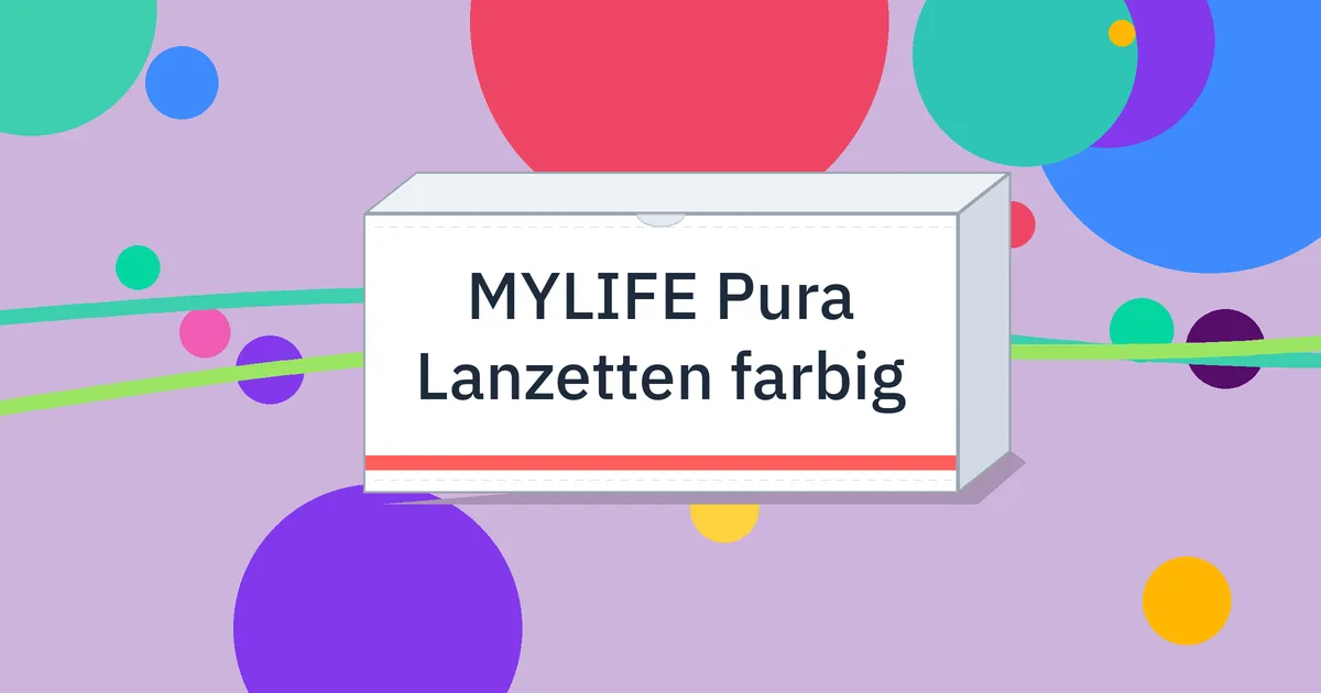 Symbolbild: Packung mit der Aufschrift MYLIFE Pura Lanzetten farbig (PZN 09685270) – Verfügbarkeit und Bezug in Apotheken in Frankfurt am Main
