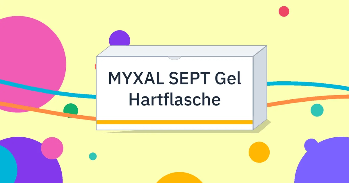 Symbolbild: Packung mit der Aufschrift MYXAL SEPT Gel Hartflasche (PZN 06107940) – Verfügbarkeit und Bezug in Apotheken in Frankfurt am Main