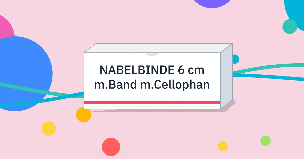 Symbolbild: Packung mit der Aufschrift NABELBINDE 6 cm m.Band m.Cellophan (PZN 03855854) – Verfügbarkeit und Bezug in Apotheken in Frankfurt am Main
