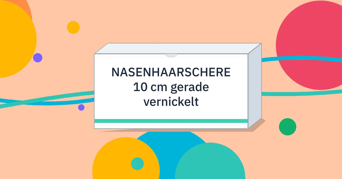 Symbolbild: Packung mit der Aufschrift NASENHAARSCHERE 10 cm gerade vernickelt (PZN 17287218) – Verfügbarkeit und Bezug in Apotheken in Frankfurt am Main