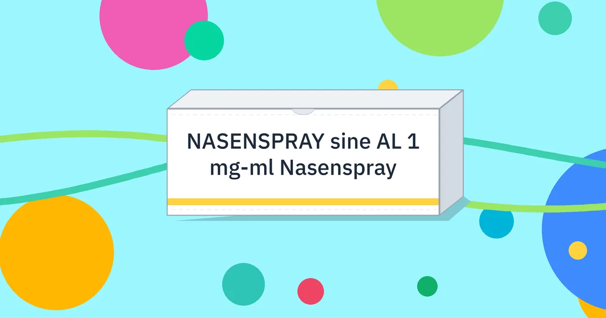 Symbolbild: Packung mit der Aufschrift NASENSPRAY sine AL 1 mg-ml Nasenspray (PZN 12464130) – Verfügbarkeit und Bezug in Apotheken in Frankfurt am Main