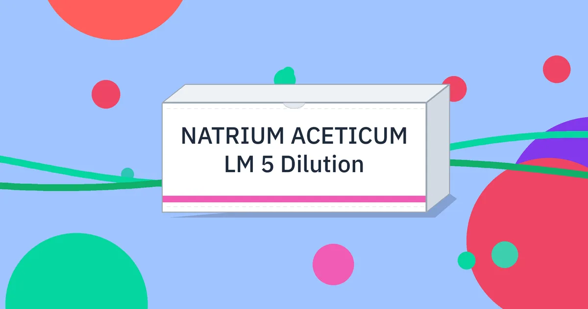Symbolbild: Packung mit der Aufschrift NATRIUM ACETICUM LM 5 Dilution (PZN 12958837) – Verfügbarkeit und Bezug in Apotheken in Frankfurt am Main