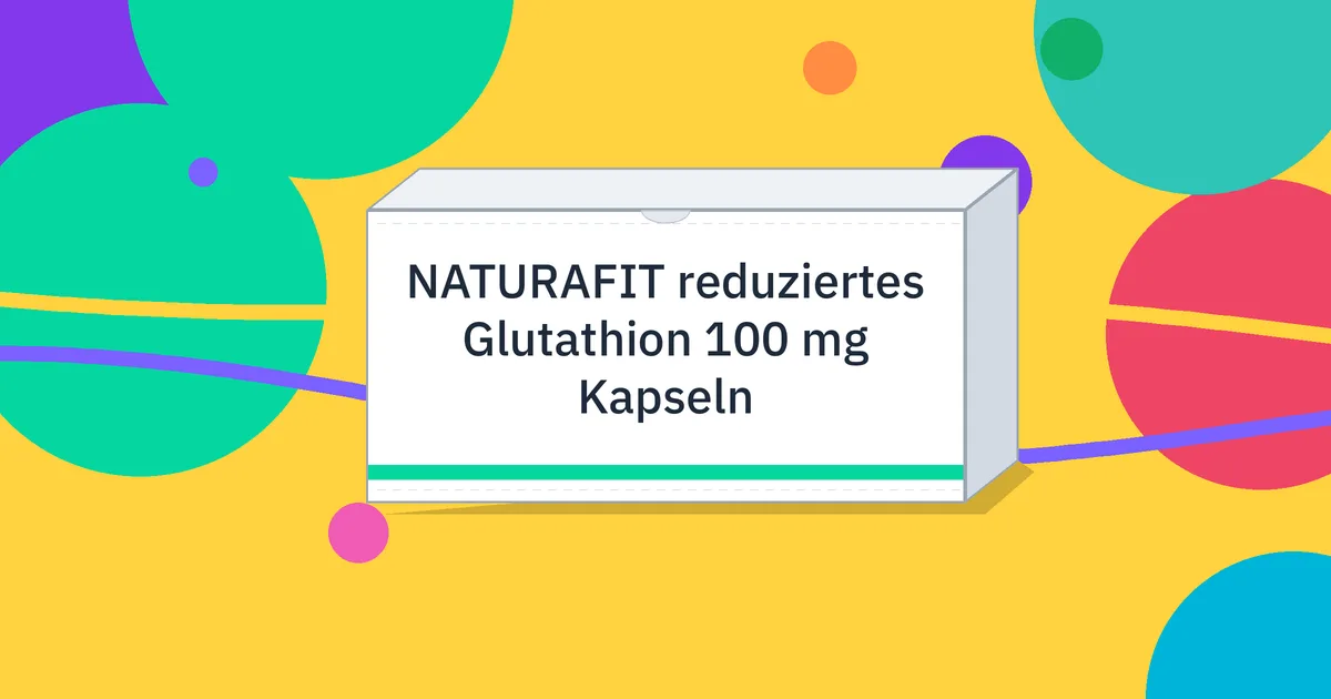 Symbolbild: Packung mit der Aufschrift NATURAFIT reduziertes Glutathion 100 mg Kapseln (PZN 13329687) – Verfügbarkeit und Bezug in Apotheken in Frankfurt am Main