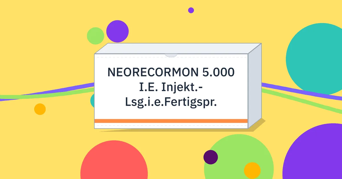 Symbolbild: Packung mit der Aufschrift NEORECORMON 5.000 I.E. Injekt.-Lsg.i.e.Fertigspr. (PZN 10113739) – Verfügbarkeit und Bezug in Apotheken in Frankfurt am Main