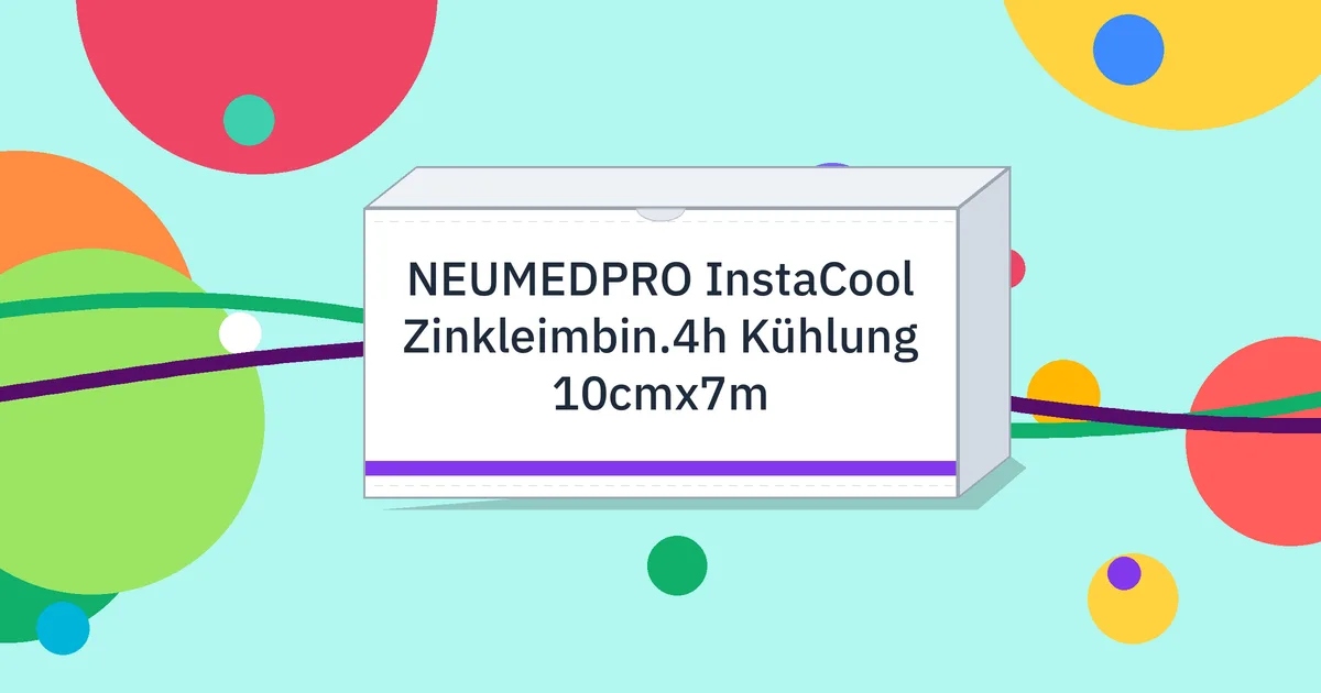 Symbolbild: Packung mit der Aufschrift NEUMEDPRO InstaCool Zinkleimbin.4h Kühlung 10cmx7m (PZN 19554296) – Verfügbarkeit und Bezug in Apotheken in Frankfurt am Main