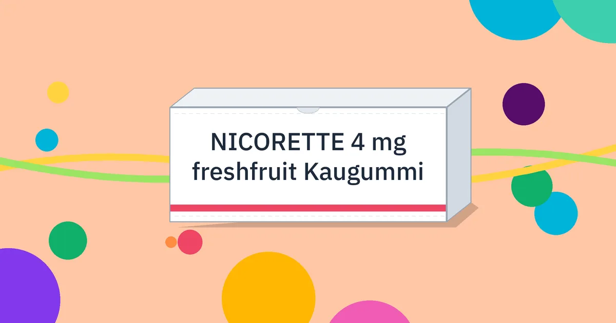 Symbolbild: Packung mit der Aufschrift NICORETTE 4 mg freshfruit Kaugummi (PZN 13754031) – Verfügbarkeit und Bezug in Apotheken in Frankfurt am Main