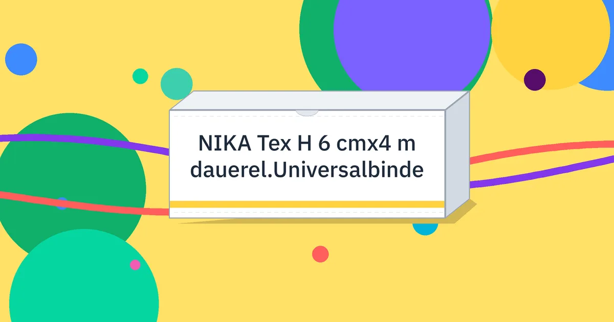 Symbolbild: Packung mit der Aufschrift NIKA Tex H 6 cmx4 m dauerel.Universalbinde (PZN 18170872) – Verfügbarkeit und Bezug in Apotheken in Frankfurt am Main