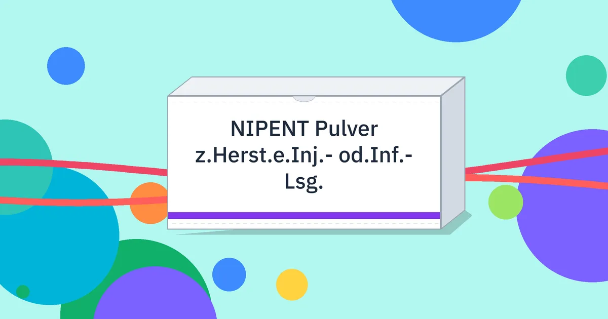 Symbolbild: Packung mit der Aufschrift NIPENT Pulver z.Herst.e.Inj.- od.Inf.-Lsg. (PZN 06165593) – Verfügbarkeit und Bezug in Apotheken in Frankfurt am Main