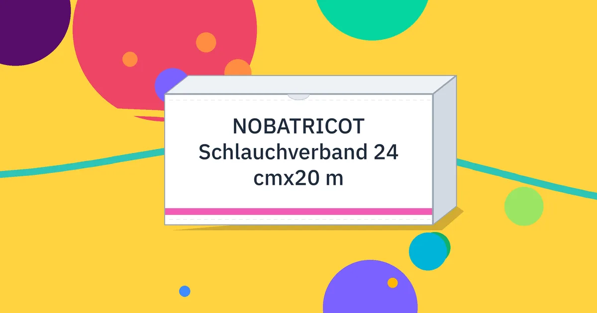Symbolbild: Packung mit der Aufschrift NOBATRICOT Schlauchverband 24 cmx20 m (PZN 07093973) – Verfügbarkeit und Bezug in Apotheken in Frankfurt am Main