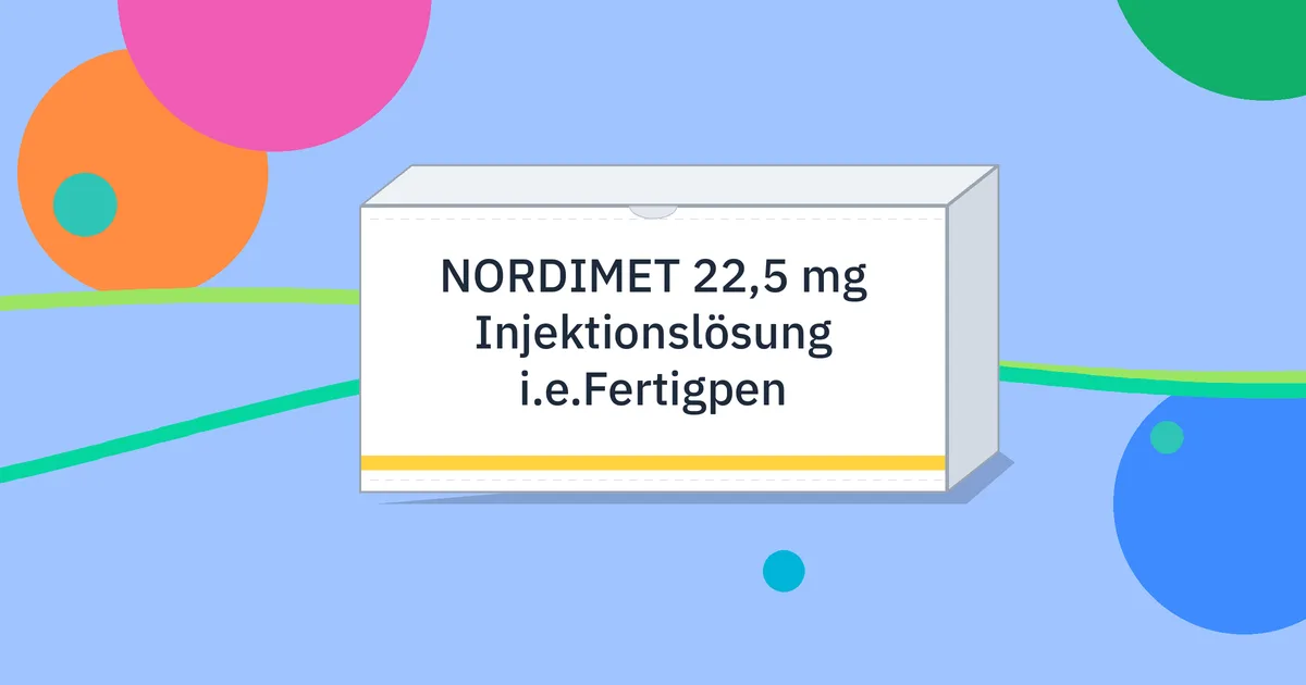 Symbolbild: Packung mit der Aufschrift NORDIMET 22,5 mg Injektionslösung i.e.Fertigpen (PZN 15264609) – Verfügbarkeit und Bezug in Apotheken in Frankfurt am Main