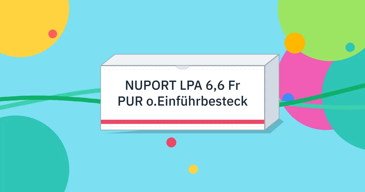 Symbolbild: Packung mit der Aufschrift NUPORT LPA 6,6 Fr PUR o.Einführbesteck (PZN 11484863) – Verfügbarkeit und Bezug in Apotheken in Frankfurt am Main