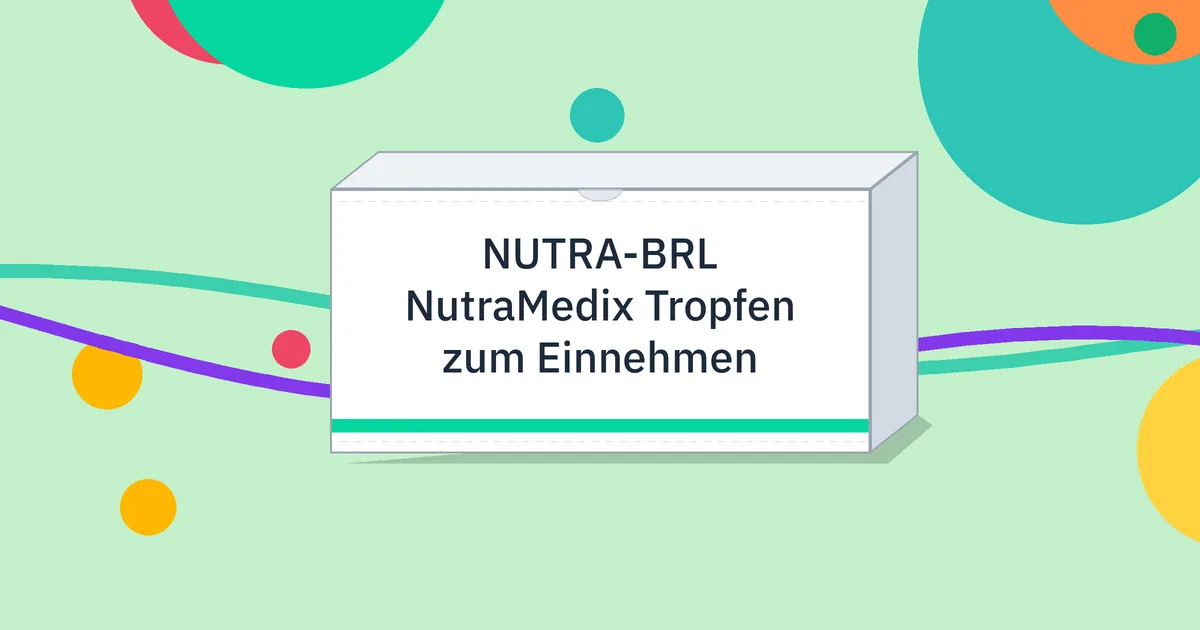 Symbolbild: Packung mit der Aufschrift NUTRA-BRL NutraMedix Tropfen zum Einnehmen (PZN 19296084) – Verfügbarkeit und Bezug in Apotheken in Frankfurt am Main