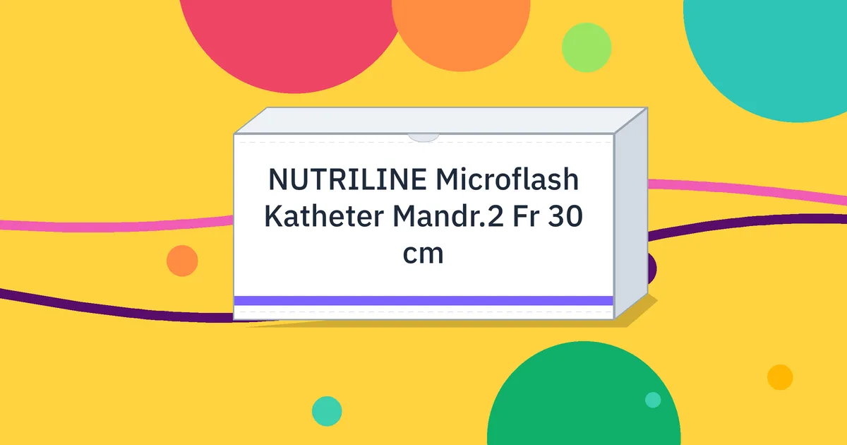 Symbolbild: Packung mit der Aufschrift NUTRILINE Microflash Katheter Mandr.2 Fr 30 cm (PZN 09398151) – Verfügbarkeit und Bezug in Apotheken in Frankfurt am Main