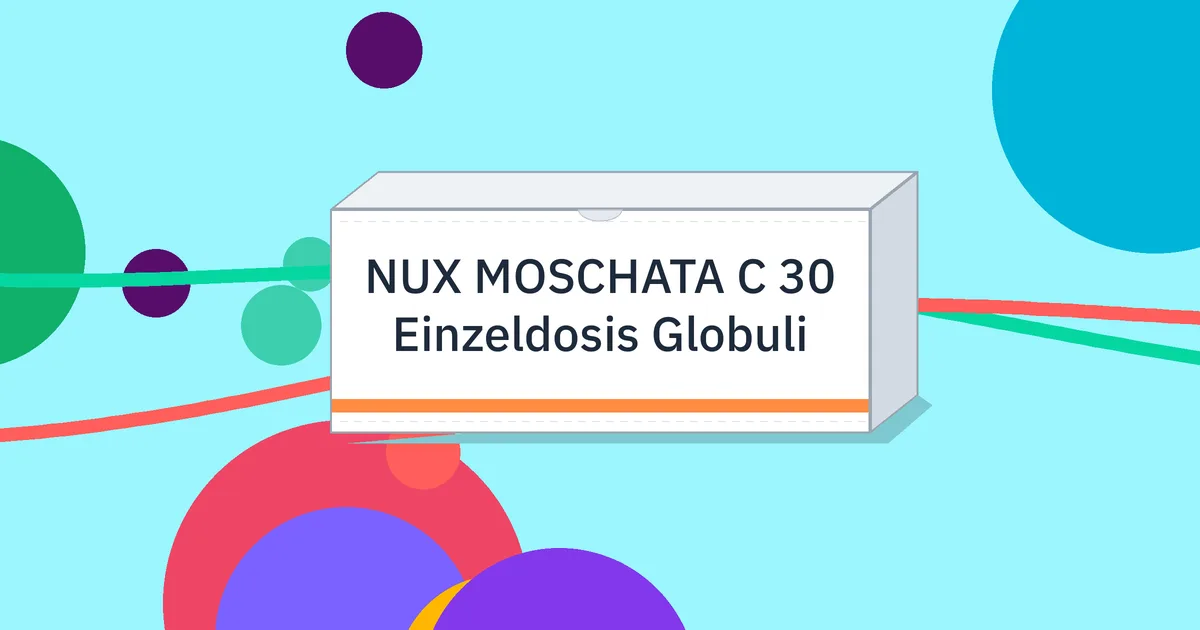 Symbolbild: Packung mit der Aufschrift NUX MOSCHATA C 30 Einzeldosis Globuli (PZN 01544357) – Verfügbarkeit und Bezug in Apotheken in Frankfurt am Main