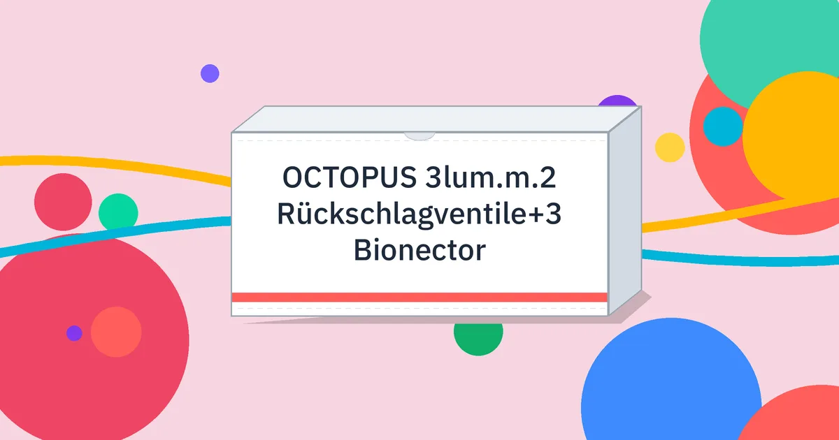 Symbolbild: Packung mit der Aufschrift OCTOPUS 3lum.m.2 Rückschlagventile+3 Bionector (PZN 16506322) – Verfügbarkeit und Bezug in Apotheken in Frankfurt am Main