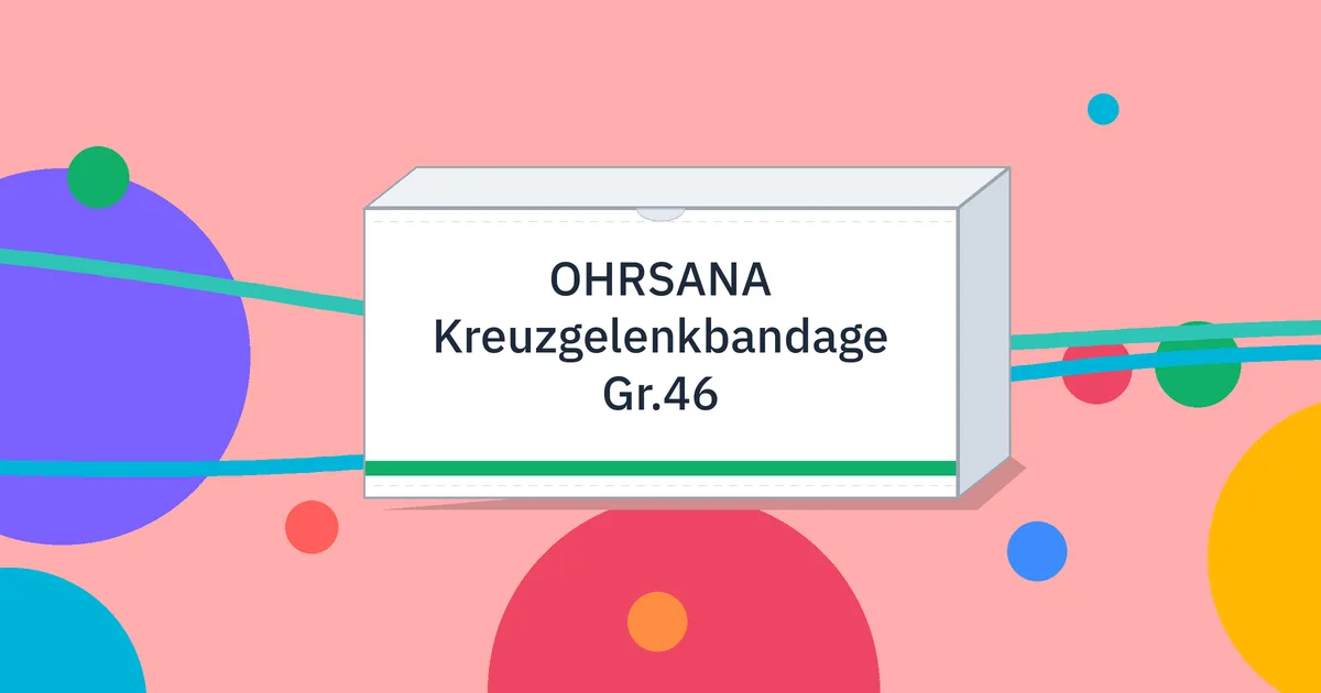 Symbolbild: Packung mit der Aufschrift OHRSANA Kreuzgelenkbandage Gr.46 (PZN 02670093) – Verfügbarkeit und Bezug in Apotheken in Frankfurt am Main