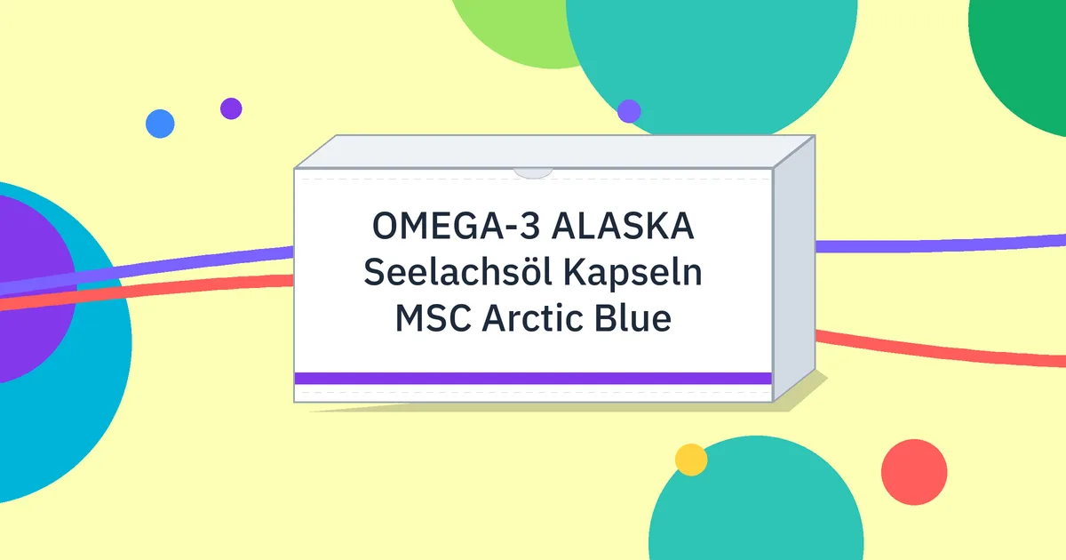 Symbolbild: Packung mit der Aufschrift OMEGA-3 ALASKA Seelachsöl Kapseln MSC Arctic Blue (PZN 16797590) – Verfügbarkeit und Bezug in Apotheken in Frankfurt am Main