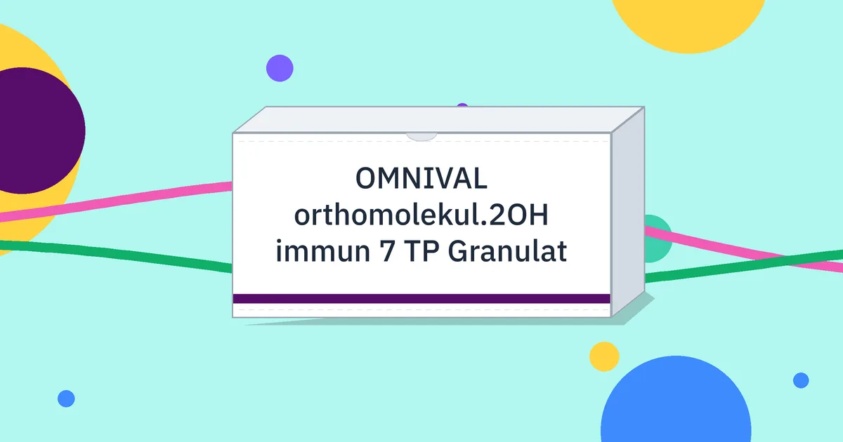 Symbolbild: Packung mit der Aufschrift OMNIVAL orthomolekul.2OH immun 7 TP Granulat (PZN 06588477) – Verfügbarkeit und Bezug in Apotheken in Frankfurt am Main