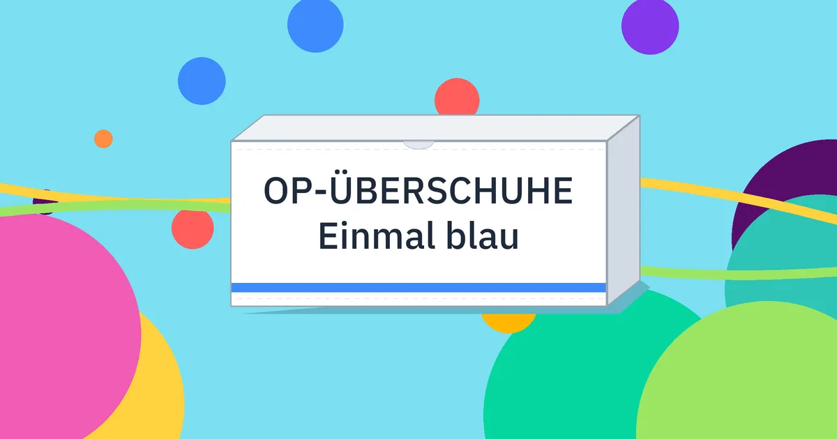 Symbolbild: Packung mit der Aufschrift OP-ÜBERSCHUHE Einmal blau (PZN 02442570) – Verfügbarkeit und Bezug in Apotheken in Frankfurt am Main
