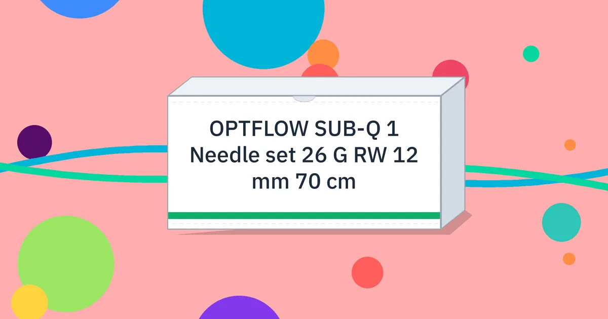 Symbolbild: Packung mit der Aufschrift OPTFLOW SUB-Q 1 Needle set 26 G RW 12 mm 70 cm (PZN 16528921) – Verfügbarkeit und Bezug in Apotheken in Frankfurt am Main
