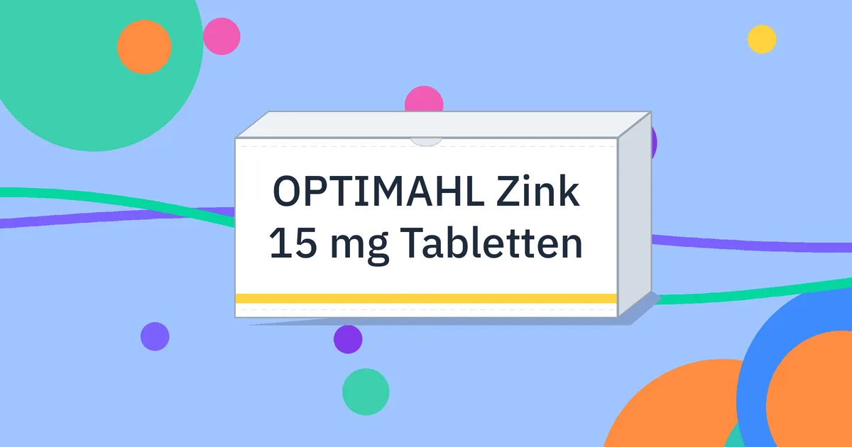 Symbolbild: Packung mit der Aufschrift OPTIMAHL Zink 15 mg Tabletten (PZN 00993797) – Verfügbarkeit und Bezug in Apotheken in Frankfurt am Main