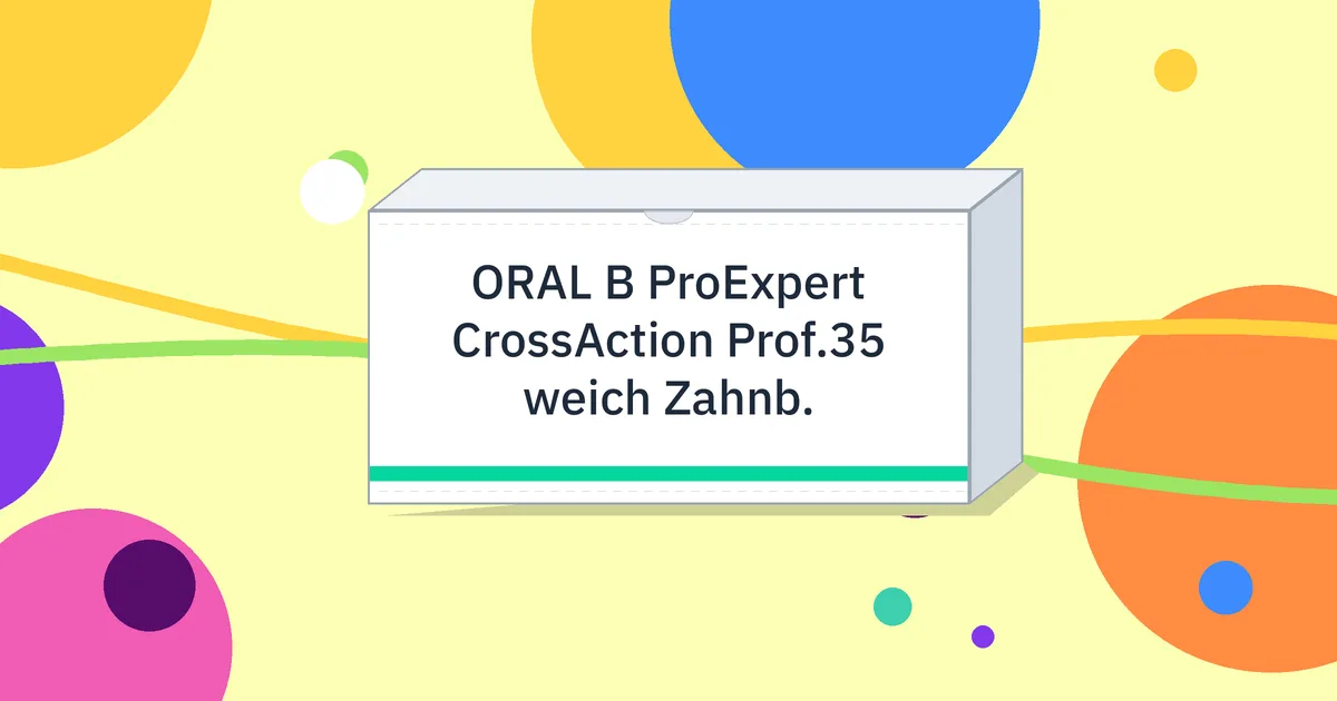Symbolbild: Packung mit der Aufschrift ORAL B ProExpert CrossAction Prof.35 weich Zahnb. (PZN 06475075) – Verfügbarkeit und Bezug in Apotheken in Frankfurt am Main