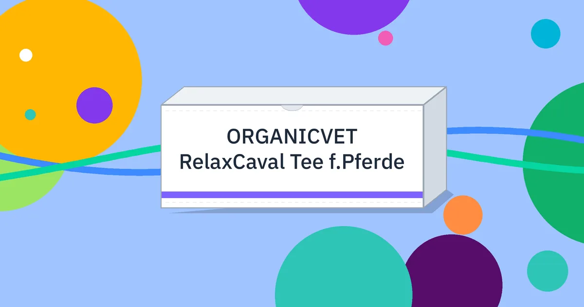 Symbolbild: Packung mit der Aufschrift ORGANICVET RelaxCaval Tee f.Pferde (PZN 11038709) – Verfügbarkeit und Bezug in Apotheken in Frankfurt am Main