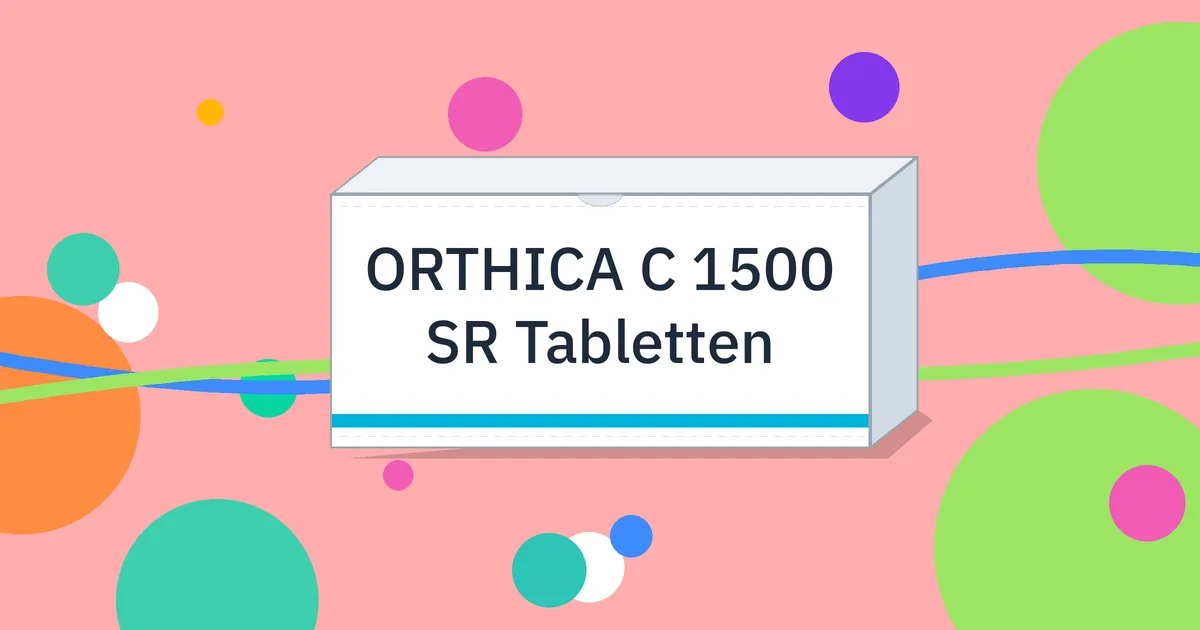 Symbolbild: Packung mit der Aufschrift ORTHICA C 1500 SR Tabletten (PZN 13859416) – Verfügbarkeit und Bezug in Apotheken in Frankfurt am Main