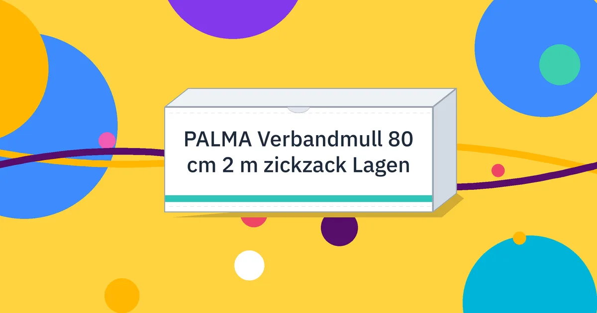 Symbolbild: Packung mit der Aufschrift PALMA Verbandmull 80 cm 2 m zickzack Lagen (PZN 02794955) – Verfügbarkeit und Bezug in Apotheken in Frankfurt am Main