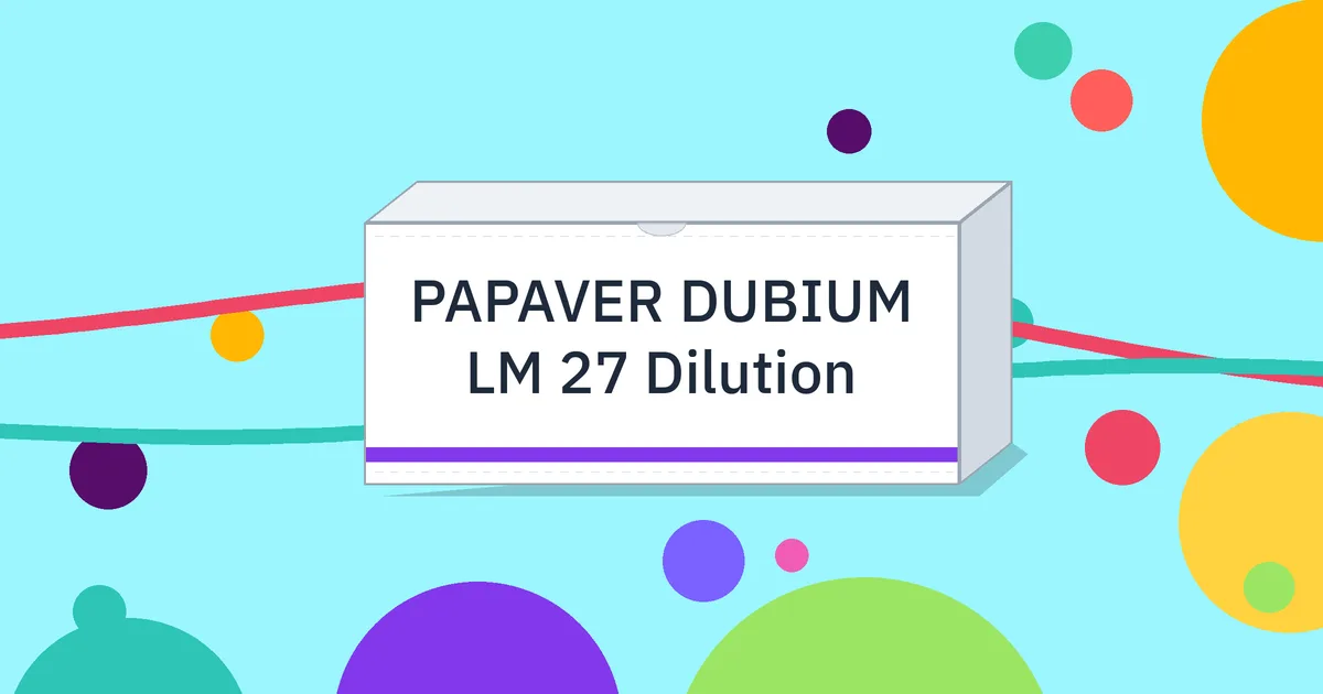 Symbolbild: Packung mit der Aufschrift PAPAVER DUBIUM LM 27 Dilution (PZN 13630984) – Verfügbarkeit und Bezug in Apotheken in Frankfurt am Main