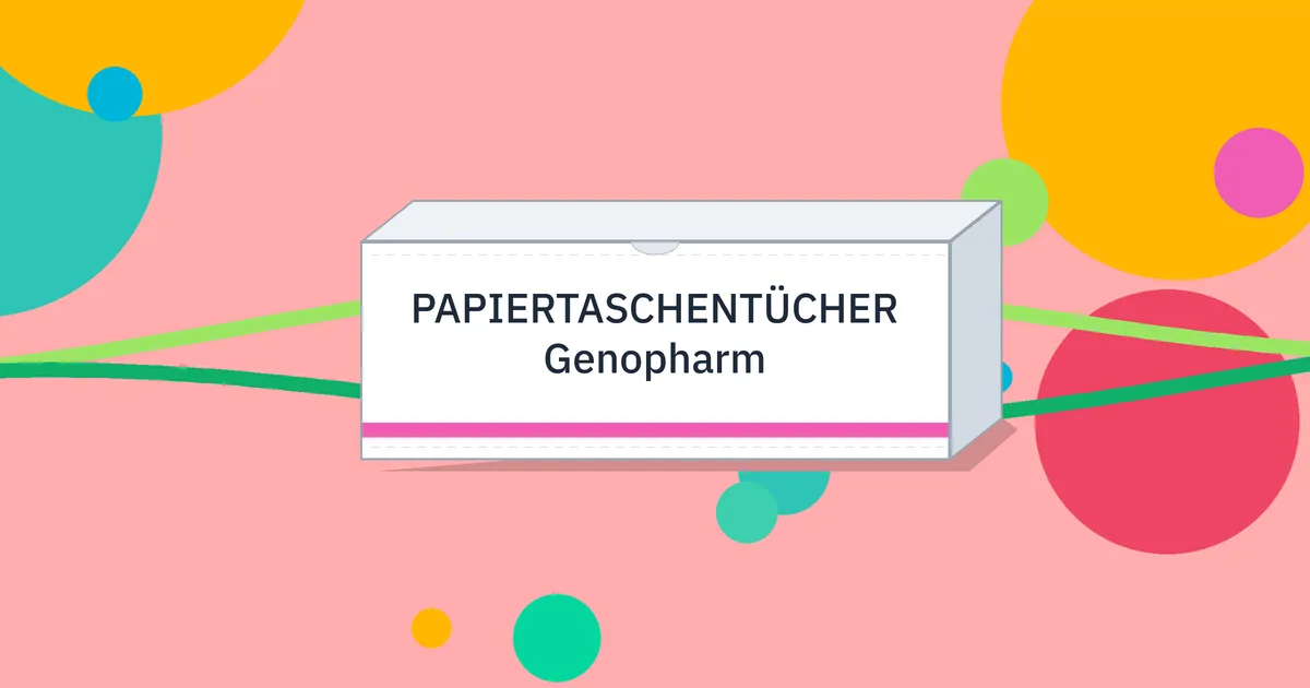 Symbolbild: Packung mit der Aufschrift PAPIERTASCHENTÜCHER Genopharm (PZN 03928375) – Verfügbarkeit und Bezug in Apotheken in Frankfurt am Main