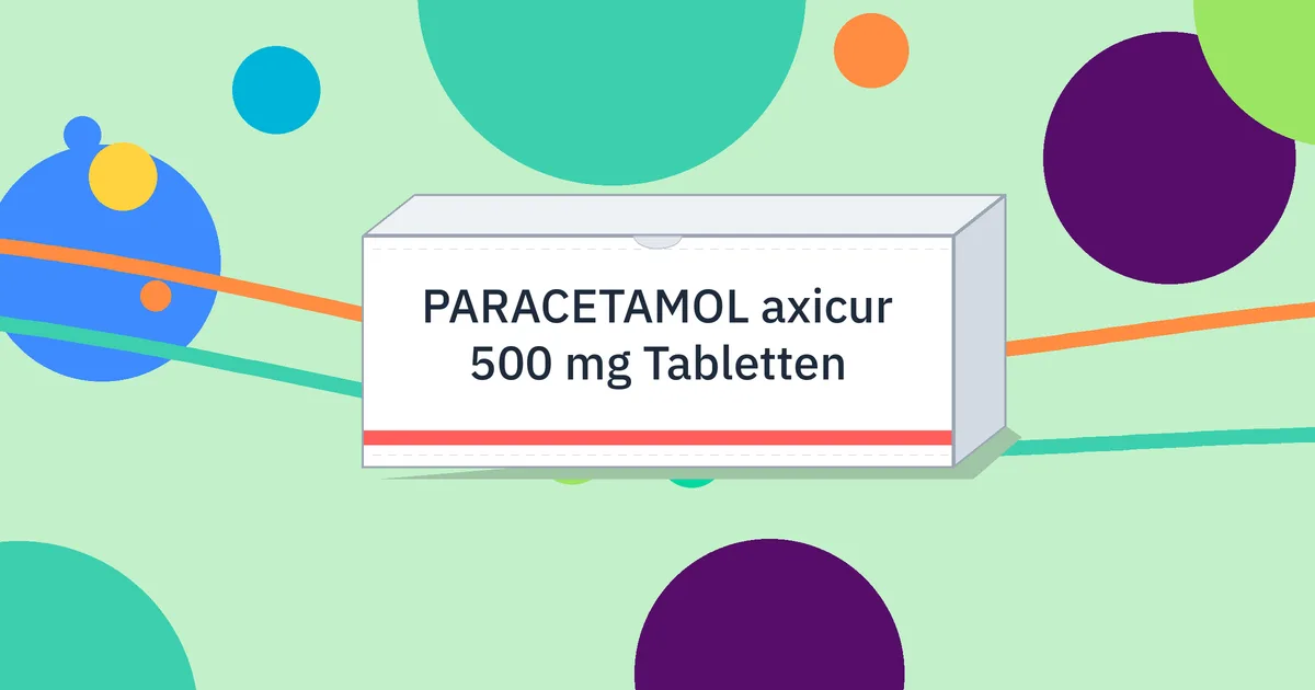Symbolbild: Packung mit der Aufschrift PARACETAMOL axicur 500 mg Tabletten (PZN 15613524) – Verfügbarkeit und Bezug in Apotheken in Frankfurt am Main