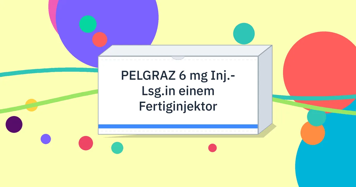 Symbolbild: Packung mit der Aufschrift PELGRAZ 6 mg Inj.-Lsg.in einem Fertiginjektor (PZN 18138408) – Verfügbarkeit und Bezug in Apotheken in Frankfurt am Main