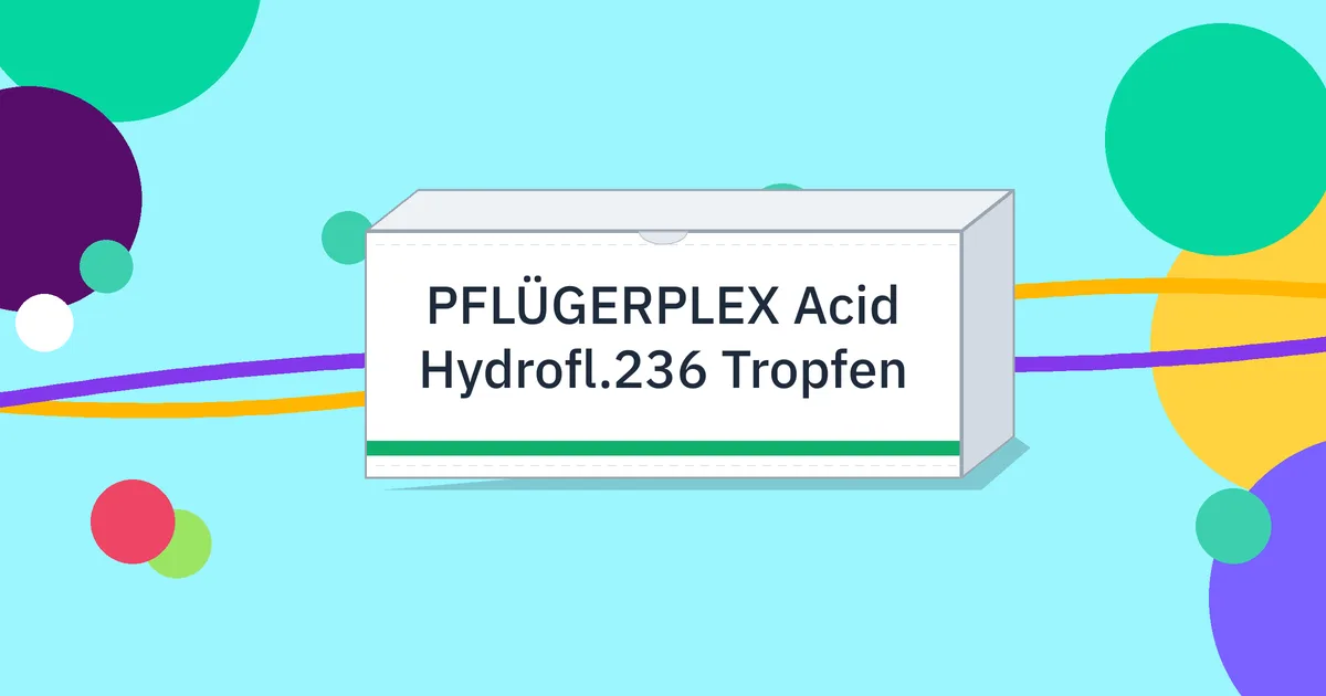 Symbolbild: Packung mit der Aufschrift PFLÜGERPLEX Acid Hydrofl.236 Tropfen (PZN 04878449) – Verfügbarkeit und Bezug in Apotheken in Frankfurt am Main